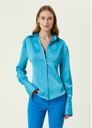 The Attico Kadın Mavi Düşük Kol Gömlek 40 IT