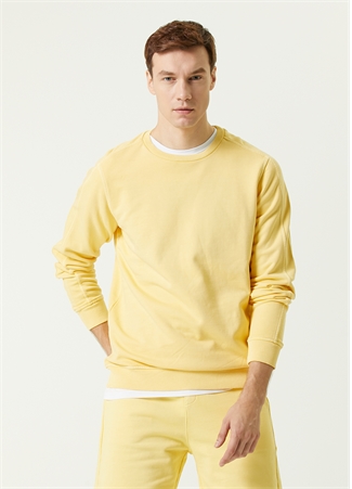 Academia Erkek Sarı Logo Detaylı Sweatshirt S EU Academia Erkek Sarı Logo Detaylı Sweatshirt S EU
