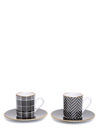 Beymen Hediye Siyah Beyaz Desenli 2li Porselen Kahve Fincan Seti