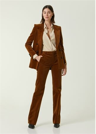 Kadın Kahverengi Fitilli Kadife Pantolon 36 IT Kadın Kahverengi Fitilli Kadife Pantolon 36 IT