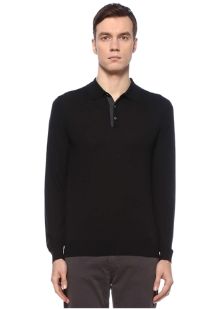 Beymen Collection Erkek Siyah Polo Yaka Yün Kazak S EU