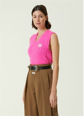 Etro Kadın Pembe V Yaka Kolsuz Triko 38 IT Etro Kadın Pembe V Yaka Kolsuz Triko 38 IT