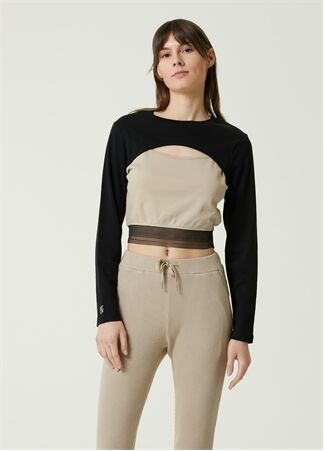 Bassigue Kadın Siyah Haki Kesim Detaylı Uzun Kol T-shirt XS EU Bassigue Kadın Siyah Haki Kesim Detaylı Uzun Kol T-shirt XS EU