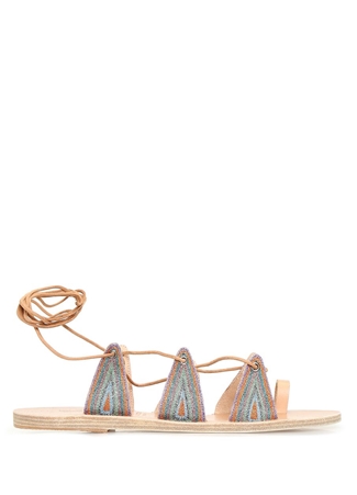 Ancient Greek Sandals Kadın Bej Bağcıklı Deri Sandalet 36 EU