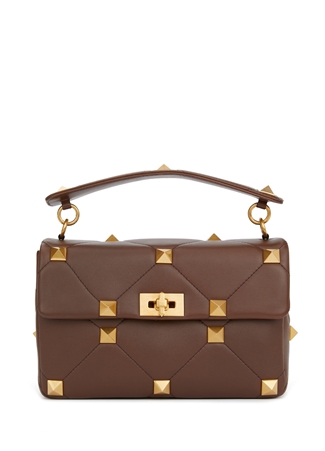 Valentino Garavani Kadın Kahverengi Kapitoneli Deri Omuz Çantası EU