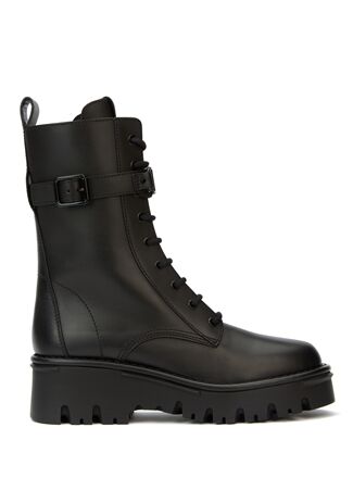 Valentino Garavani Kadın Siyah Kemer Detaylı Deri Bot 36.5 EU
