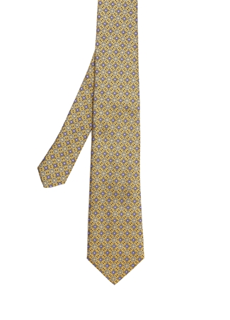 Canali Erkek Sarı Geometrik Desenli İpek Kravat EU Canali Erkek Sarı Geometrik Desenli İpek Kravat EU
