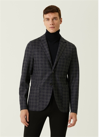 Harris Wharf London Erkek Lacivert Kelebek Yaka Ekoseli Yün Ceket 46 IT Harris Wharf London Erkek Lacivert Kelebek Yaka Ekoseli Yün Ceket 46 IT