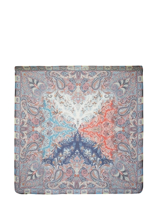 Etro Kadın Colorblocked Etnik Desenli İpek Şal Mavi EU Etro Kadın Colorblocked Etnik Desenli İpek Şal Mavi EU