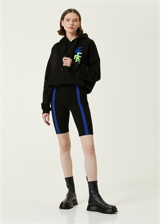 Ace Nayman Kadın Sue Siyah Mavi Şeritli Biker Şort S EU