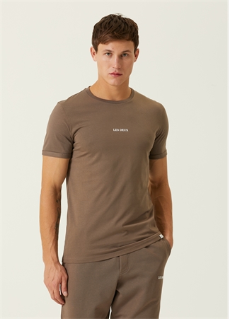 Les Deux Erkek Vizon Logo Baskılı Basic T-shirt Bej S EU Les Deux Erkek Vizon Logo Baskılı Basic T-shirt Bej S EU