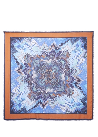 Missoni Distribution Kadın Mavi Geometrik Desenli İpek Eşarp EU Missoni Distribution Kadın Mavi Geometrik Desenli İpek Eşarp EU