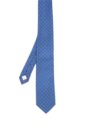 Eton Erkek Mavi Desenli İpek Kravat EU