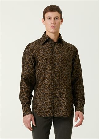 Tom Ford Erkek Siyah Yeşil Çiçek Desenli Gömlek 40 IT