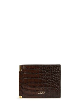 Tom Ford Erkek Kahverengi Krokodil Dokulu Deri Cüzdan EU