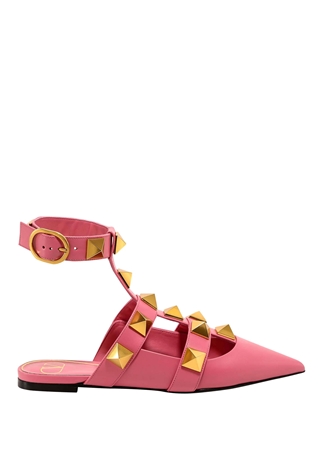 Valentino Garavani Kadın Rockstud Pembe Deri Babet 36 EU Valentino Garavani Kadın Rockstud Pembe Deri Babet 36 EU