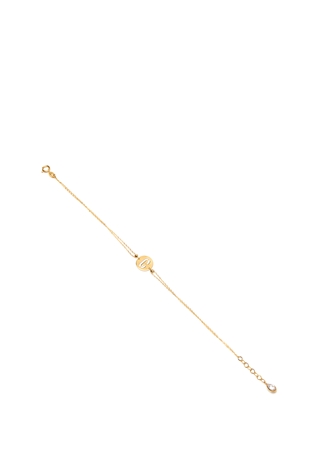 Collection-Alper Tunçoku Kadın C Harf Detaylı Altın Rengi Bileklik EU