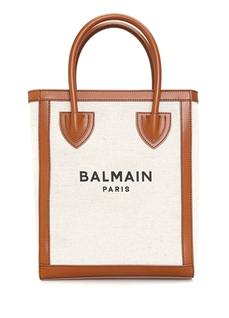 Balmain Kadın Krem Taba Logolu Omuz Çantası Kahverengi EU