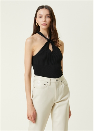 Jonathan Simkhai Kadın Siyah Yaka Detaylı Çizgi Dokulu Bluz Xs Eu