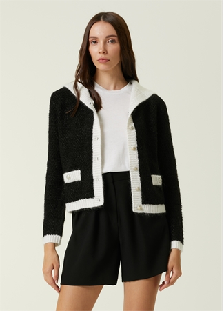 Maje Kadın Siyah Beyaz Triko Hırka 2 US Maje Kadın Siyah Beyaz Triko Hırka 2 US