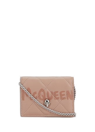 Alexander McQueen Kadın Pembe Logolu Deri Kartlık EU Alexander McQueen Kadın Pembe Logolu Deri Kartlık EU
