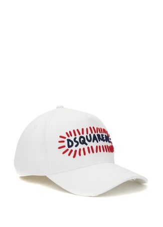 Dsquared2 Erkek Beyaz Logo Nakışlı Şapka EU