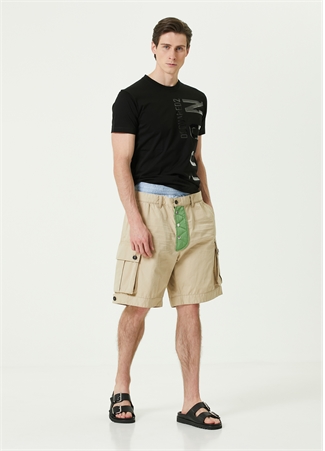 Dsquared2 Erkek Bej Beli Denim Garnili Kargo Bermuda 46 It Dsquared2 Erkek Bej Beli Denim Garnili Kargo Bermuda 46 It