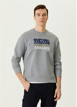 Emporio Armani Erkek Gri Logo Detaylı Sweatshirt L EU Emporio Armani Erkek Gri Logo Detaylı Sweatshirt L EU