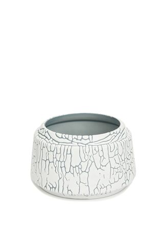 Vpinteriorismo Beyaz Mavi Geometrik Desenli Seramik Dekoratif Kas Lacivert