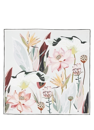 Beymen Kadın Floral Pastel 70x70 cm Twill İpek Eşarp Yeşil EU