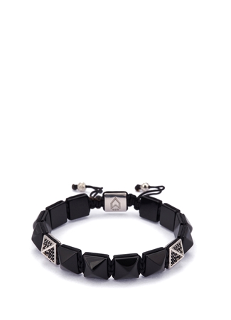 AW by Atolyewolf Erkek Piramit Shamballa Siyah Gümüş Rengi Bileklik Gri EU AW by Atolyewolf Erkek Piramit Shamballa Siyah Gümüş Rengi Bileklik Gri EU
