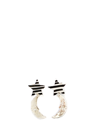 Tanti Ceramics Kadın Fly Me To The Moon Dudes Küpe Siyah EU