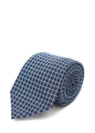 Pal Zileri Erkek Lacivert Kareli İpek Kravat Mavi EU Pal Zileri Erkek Lacivert Kareli İpek Kravat Mavi EU