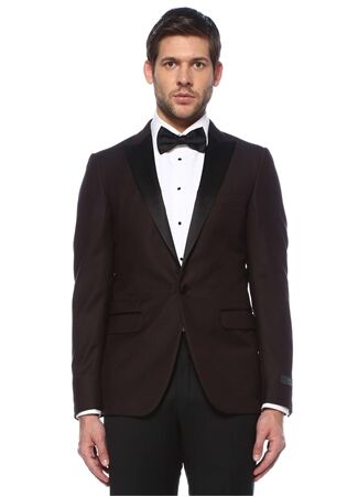 Pal Zileri Erkek Bordo Kırlangıç Yaka Saten Garnili Yün Ceket 52 IT