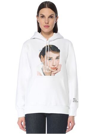 Ma Primi Giovani Kadın Audrey Beyaz Kapüşonlu Sweatshirt L EU