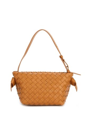 Bottega Veneta Kadın Tie Taba Deri Çanta Turuncu EU