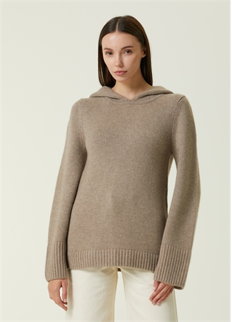 Khaite Kadın Vizon Kapüşonlu Kaşmir Triko Bej S EU Khaite Kadın Vizon Kapüşonlu Kaşmir Triko Bej S EU