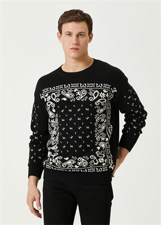 Etro Erkek Siyah Bisiklet Yaka Jakarlı Kazak M EU Etro Erkek Siyah Bisiklet Yaka Jakarlı Kazak M EU