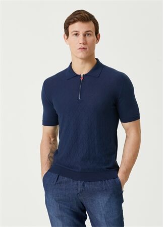 Kiton Erkek Lacivert Polo Yaka Kısa Kollu Triko M EU Kiton Erkek Lacivert Polo Yaka Kısa Kollu Triko M EU