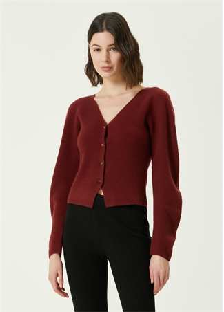 Vince Kadın Bordo V Yaka Kaşmir Hırka XS EU