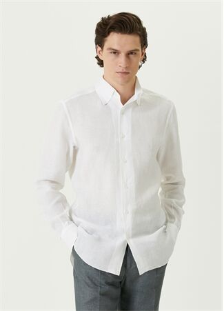 Luciano Barbera Erkek Beyaz Keten Gömlek L Eu Luciano Barbera Erkek Beyaz Keten Gömlek L Eu