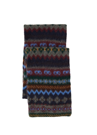Howlin Erkek Colorblocked Desenli Yün Atkı Lacivert EU Howlin Erkek Colorblocked Desenli Yün Atkı Lacivert EU