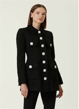 Dolce&Gabbana Kadın Siyah Tweed Ceket 42 IT