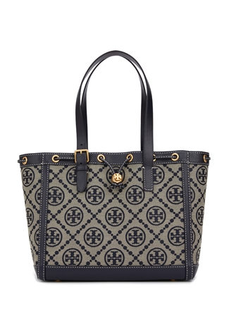 Tory Burch Kadın Siyah Gri Logo Jakarlı Omuz Çantası Lacivert EU Tory Burch Kadın Siyah Gri Logo Jakarlı Omuz Çantası Lacivert EU
