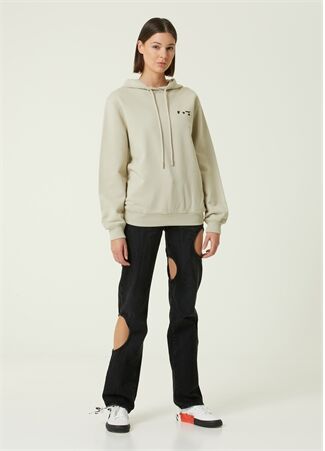 Off-White Kadın Bej Kapüşonlu Sweatshirt S EU
