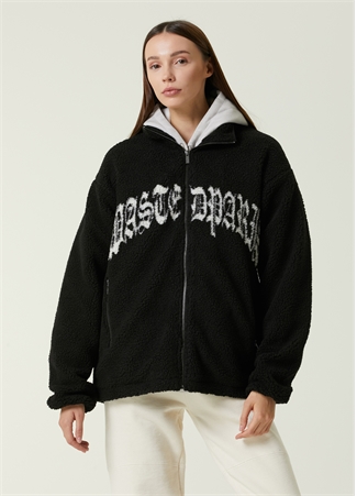 Wasted Kadın Siyah İngiliz Yaka Logolu Sweatshirt S EU