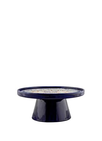 Bceramics Lacivert Desenli Ayaklı Seramik Kase