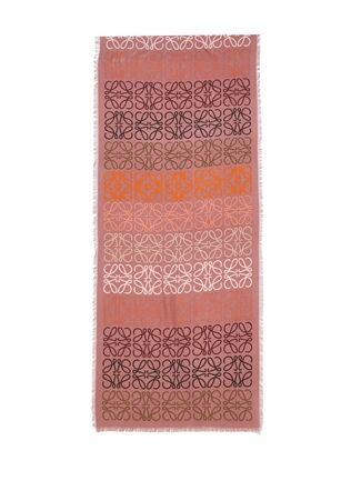 Loewe Kadın Somon Logo Desenli Yün Şal EU