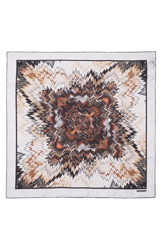 Missoni Distribution Kadın Bej Geometrik Desenli İpek Eşarp EU Missoni Distribution Kadın Bej Geometrik Desenli İpek Eşarp EU