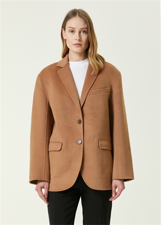 Anine Bing Kadın Camel Kelebek Yaka Yün Blazer Kahverengi S EU Anine Bing Kadın Camel Kelebek Yaka Yün Blazer Kahverengi S EU